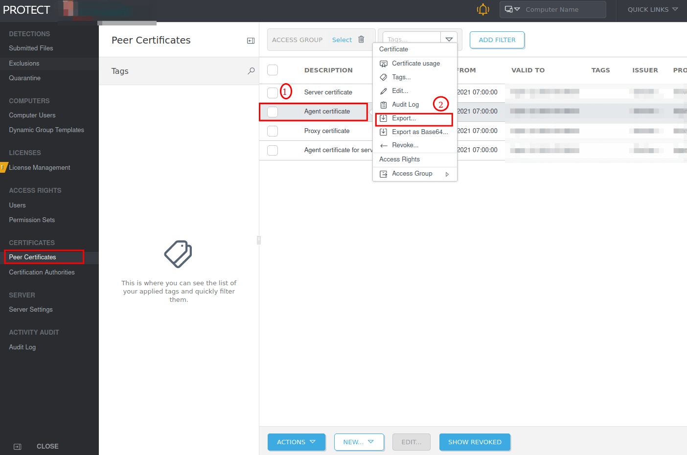 Backup Certificate Management Console ESET Protect - PROSPERITA ...